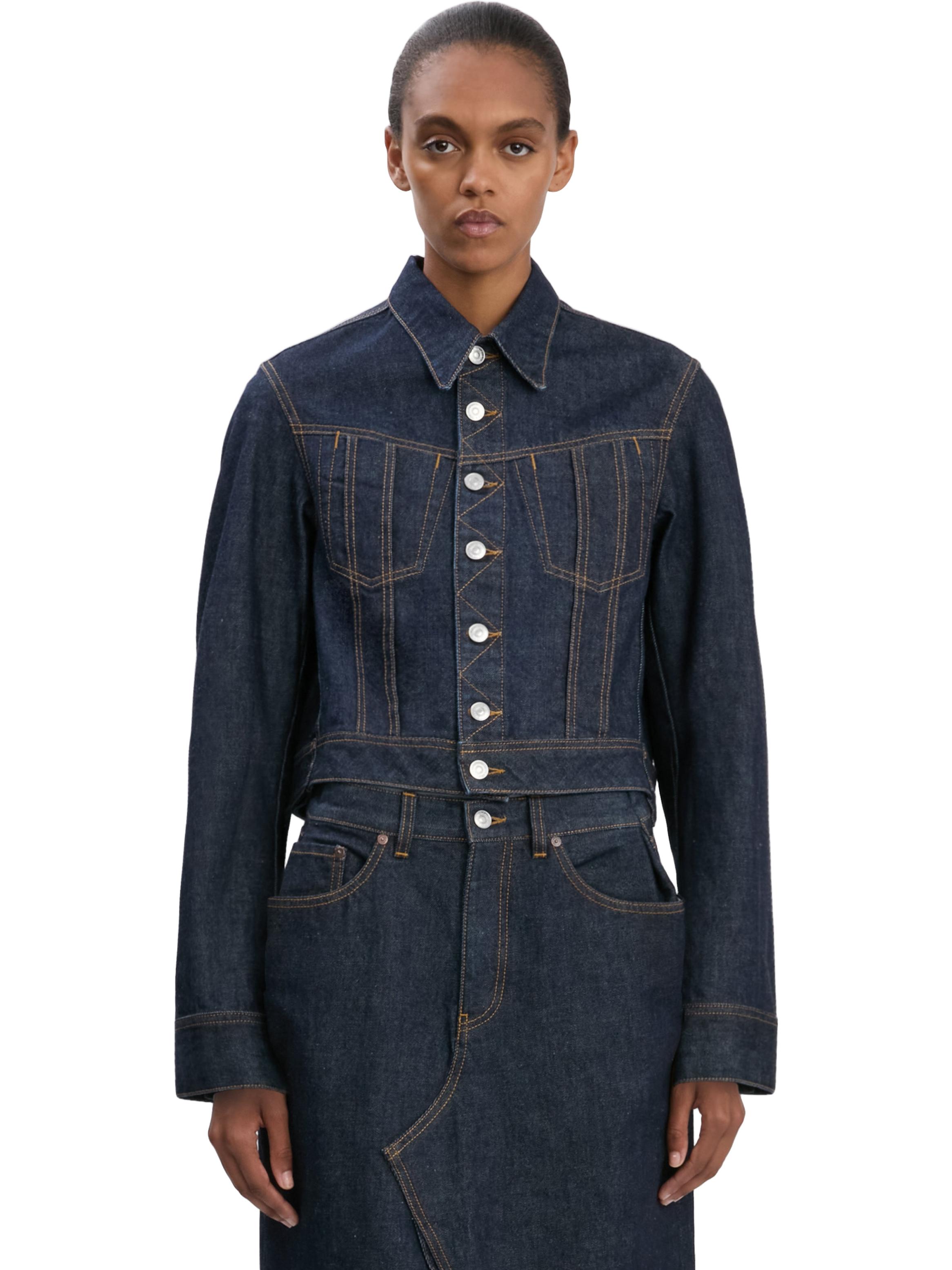 VICTORIA BECKHAM Victoria Beckham Cropped Denim Jacket with Extra-Long Sleeves